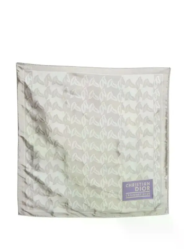 Dior 2016 Croisière Leaf-print Scarf - Grey