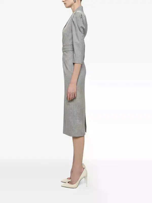 NISSA V-neck Belted Midi Dress