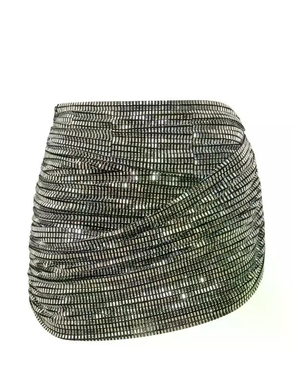 SELF-PORTRAIT Crystal-embellished Ruched Mini Skirt - Silver