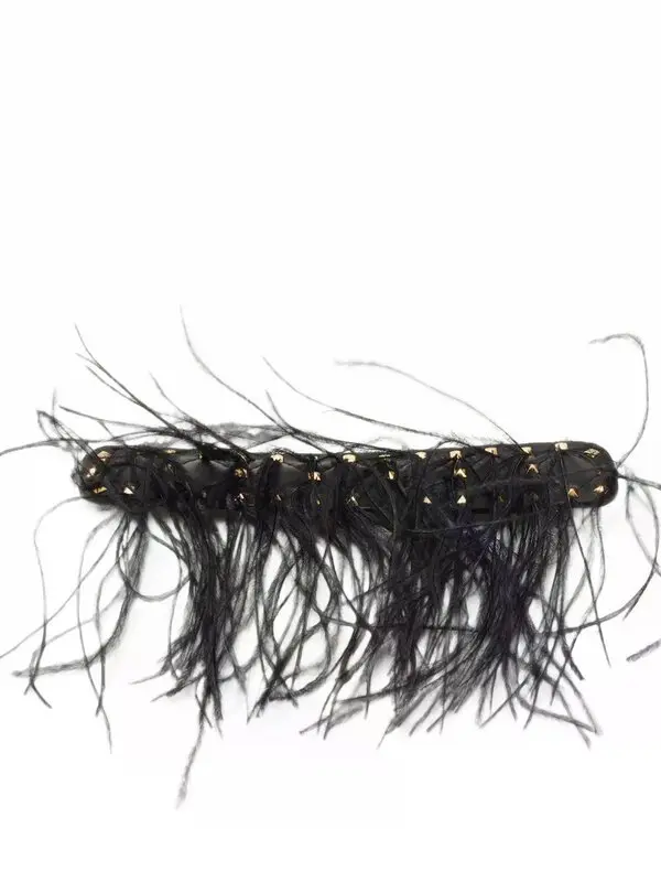Valentino Garavani Rockstud Feather-trim Handle Strap