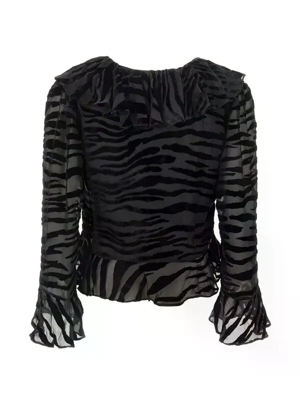 Rixo Tracye Zebra-devoré Ruffled Blouse