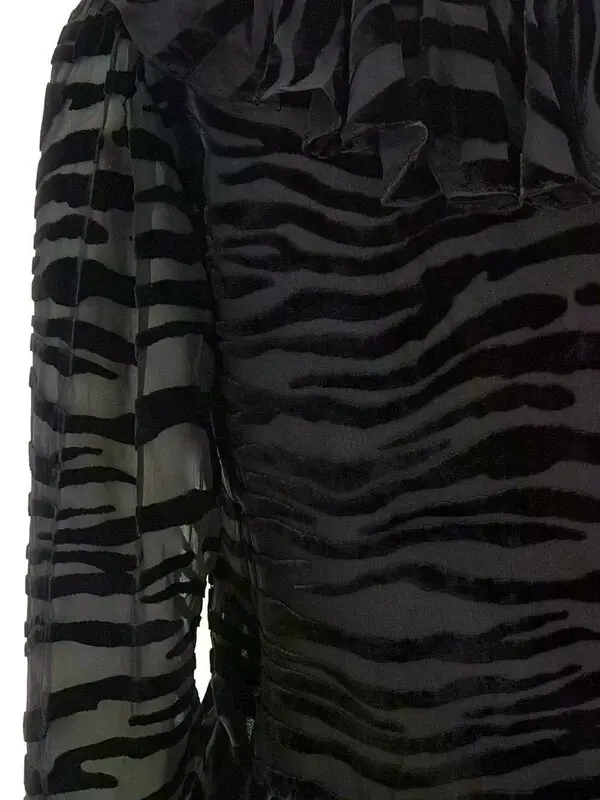 Rixo Tracye Zebra-devoré Ruffled Blouse