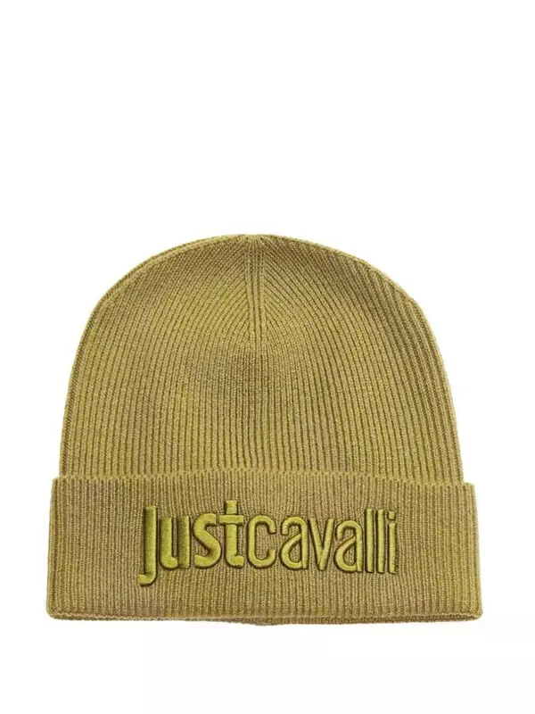 Just Cavalli Logo-embroidered Ribbed-knit Beanie Hat - Green