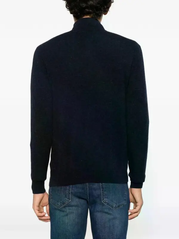 Fedeli Chevron-knit Quarter-zip Sweater