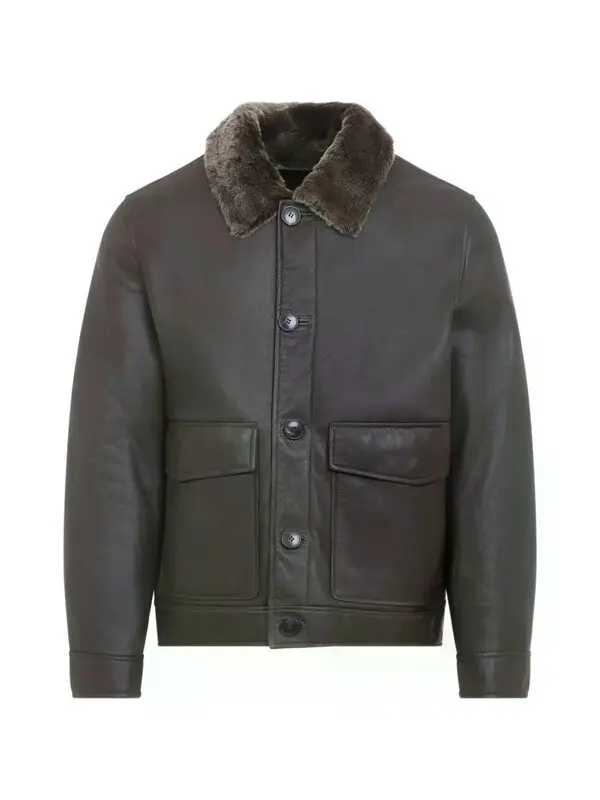 YVES SALOMON Shearling-collar Leather Jacket