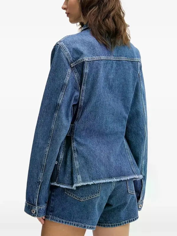 Karl Lagerfeld Belted Raw-cut Denim Jacket
