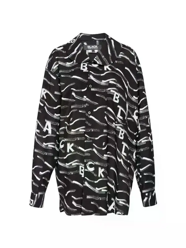 Comme Des Garçons Abstract-print Peter Pan-collar Shirt - Black