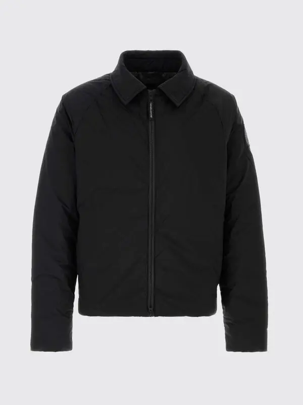 Canada Goose Lodge Water-repellent Down Jacket With Classic Collar And Logo - Black
