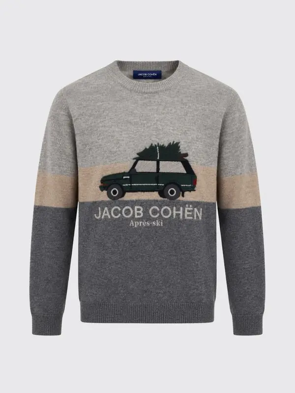 JACOB COHЁN Graphic Print Crewneck Sweater In A Wool And Alpaca Blend