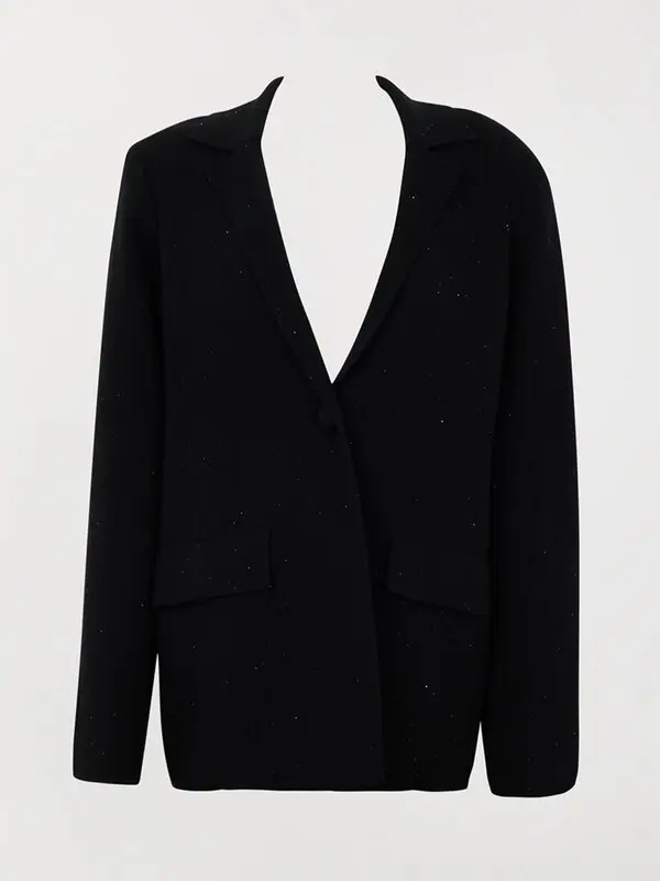 TWINSET Relaxed Fit Short Blazer In Glitter Technical Fabric
