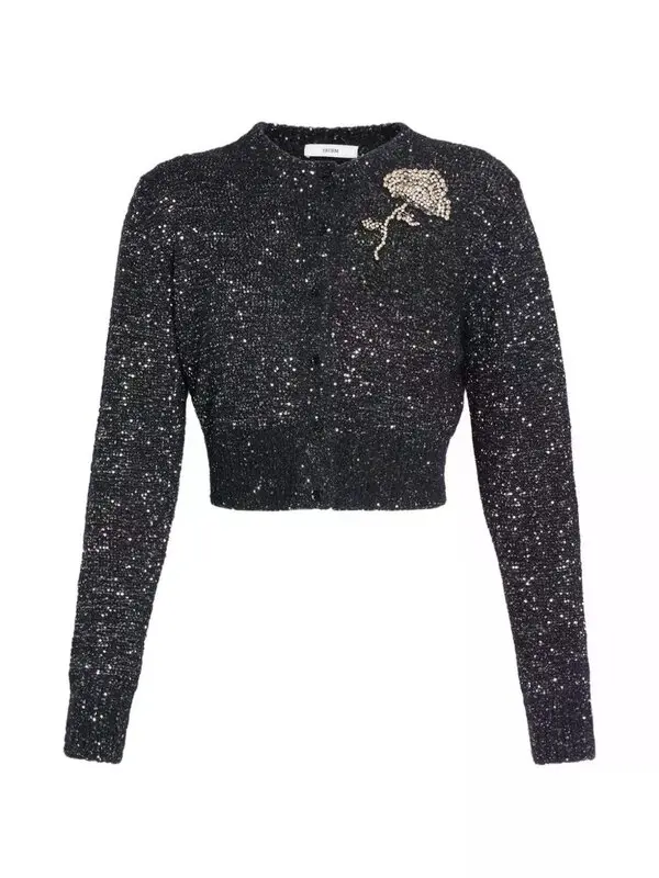 Erdem Crystal-embellished Sequined Cardigan - Black