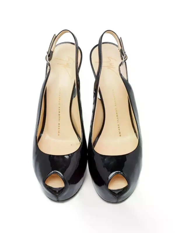 GIUSEPPE ZANOTTI Peep-toe Slingback Pumps - Black