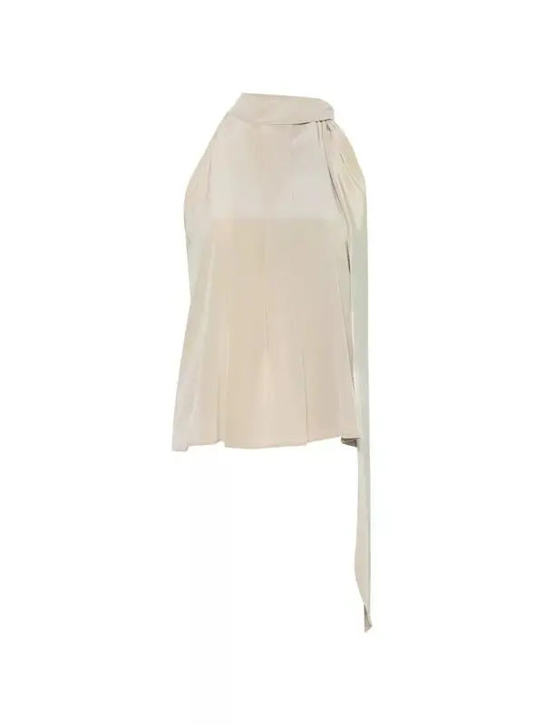 Max Mara Sleeveless Crepe De Chine Top Stone - Neutrals