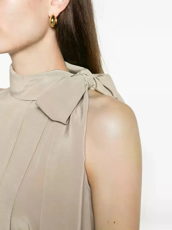 Max Mara Sleeveless Crepe De Chine Top Stone