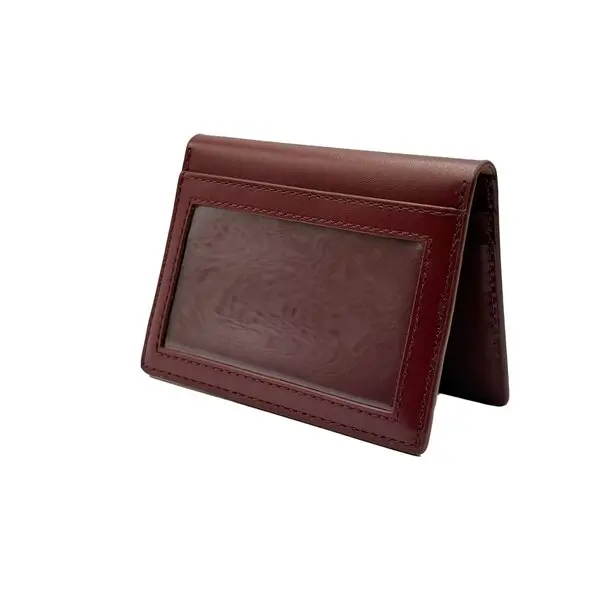 GODI. Handmade Full Grain Cow Leather Id Wallet Pomegranate - Red