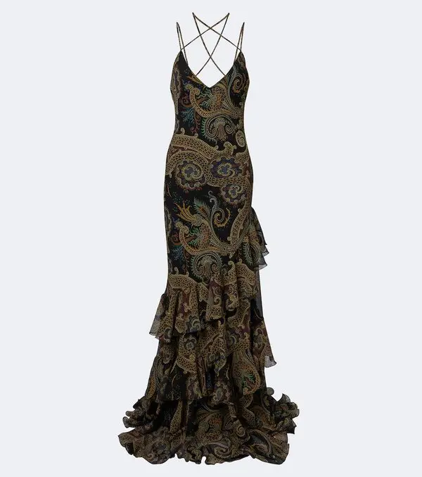 Etro Paisley Ruffled Seersucker Gown - Multicoloured