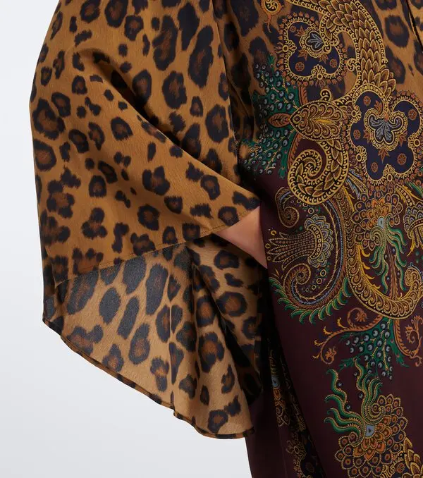 Etro Leopard-print Tie-neck Silk Maxi Dress
