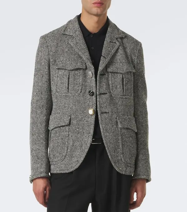 Junya Watanabe Herringbone Wool-blend Blazer