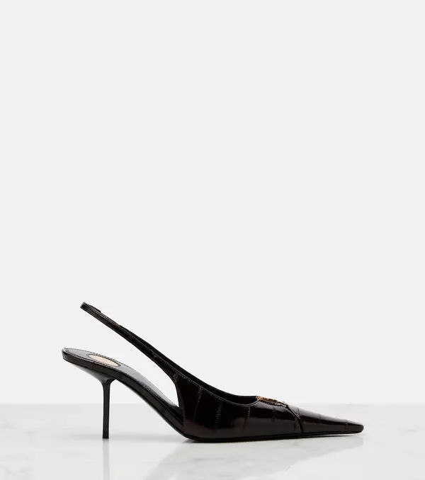 Saint Laurent Babylone Eel Leather Slingback Pumps