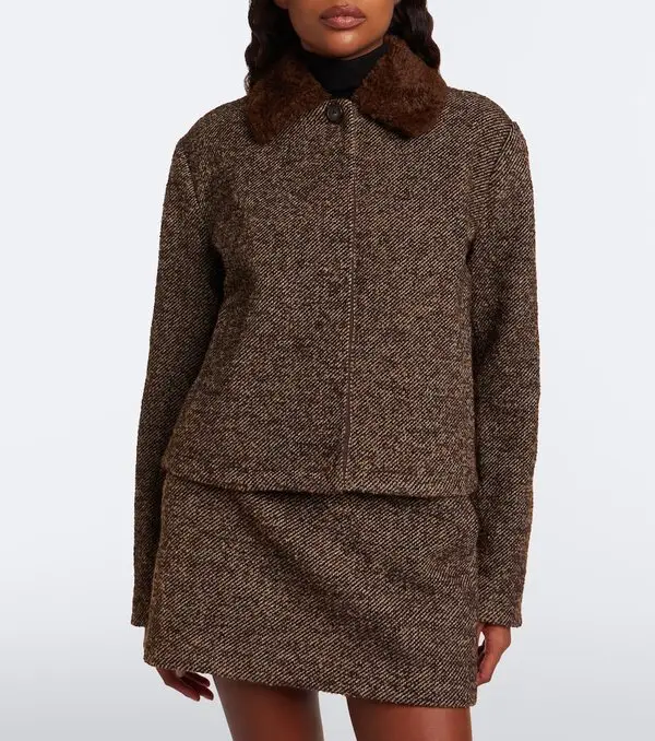Vince Teddy-trimmed Tweed Jacket