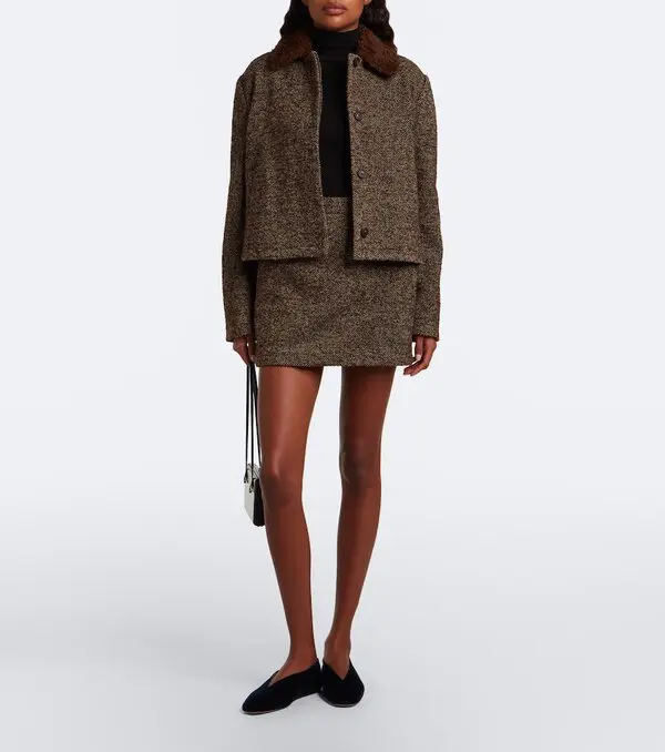Vince Teddy-trimmed Tweed Jacket