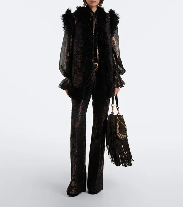Etro Pony Medium Studded Suede Shoulder Bag