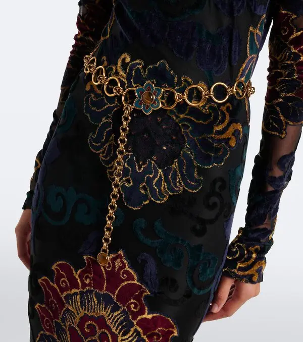 Etro Embellished Floral Chain Belt
