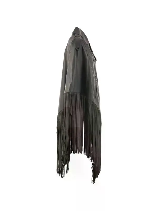 LOU ANDREA Fringe-trimmed Leather Jacket