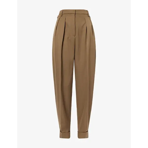 MUGLER Pleated Tapered Wool Trousers