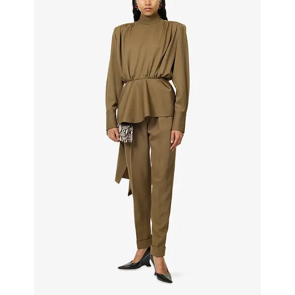 MUGLER Pleated Tapered Wool Trousers
