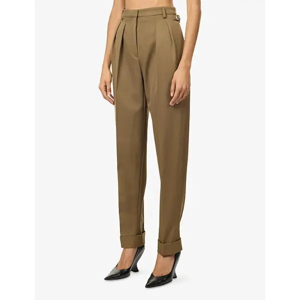 MUGLER Pleated Tapered Wool Trousers