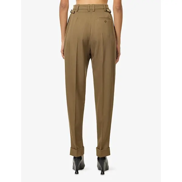 MUGLER Pleated Tapered Wool Trousers