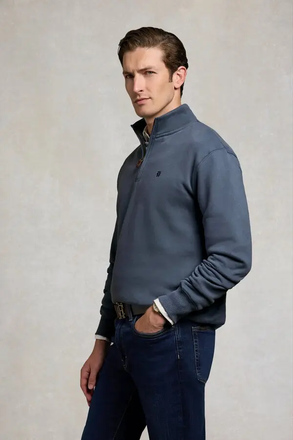 Holland Cooper Classic Quarter Zip Sweat Denim