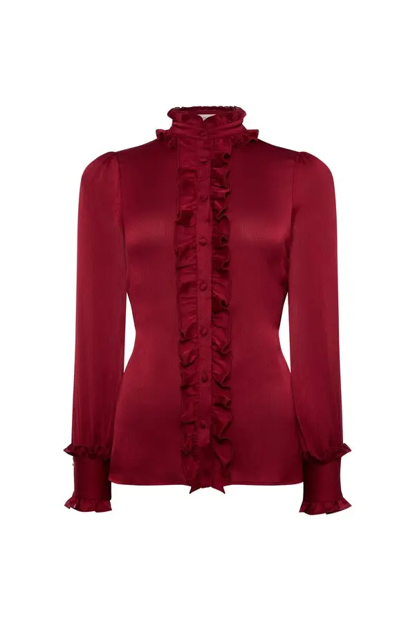 Holland Cooper Ria Ruffle Shirt Deep