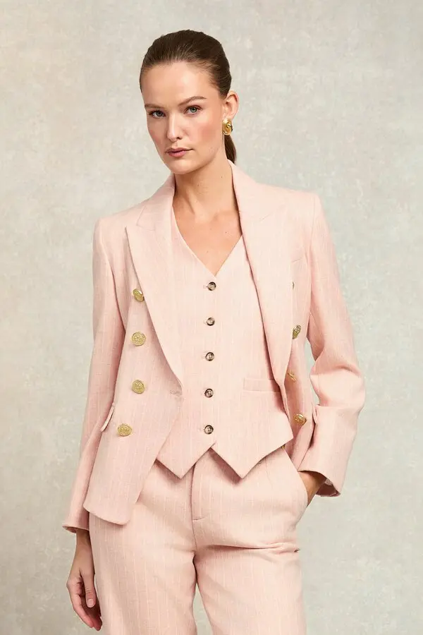 Holland Cooper Hampton Waistcoat Chalk Pinstripe 's