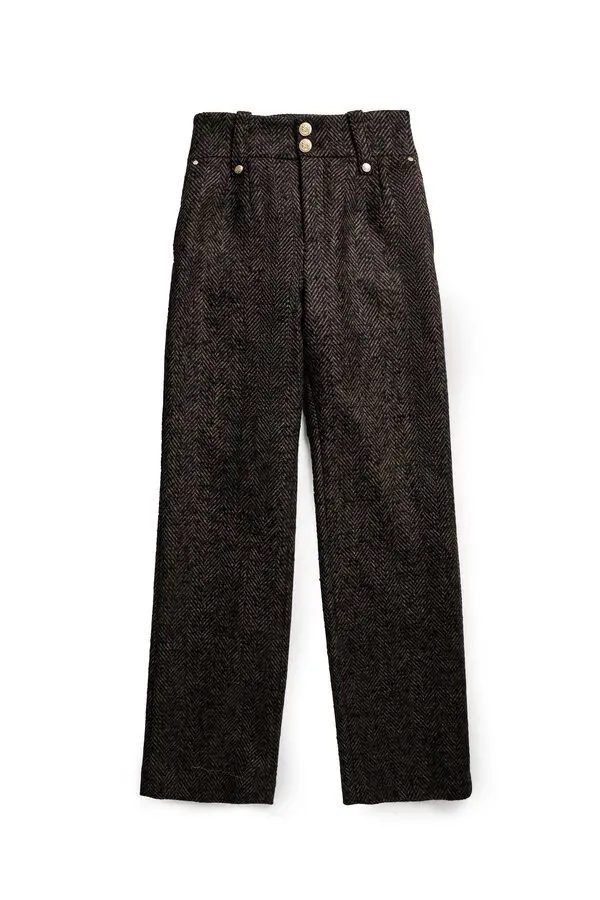 Holland Cooper High Waisted Straight Trouser Herringbone 's