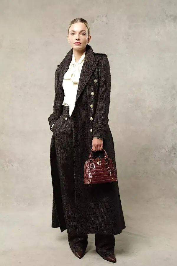 Holland Cooper High Waisted Straight Trouser Herringbone 's