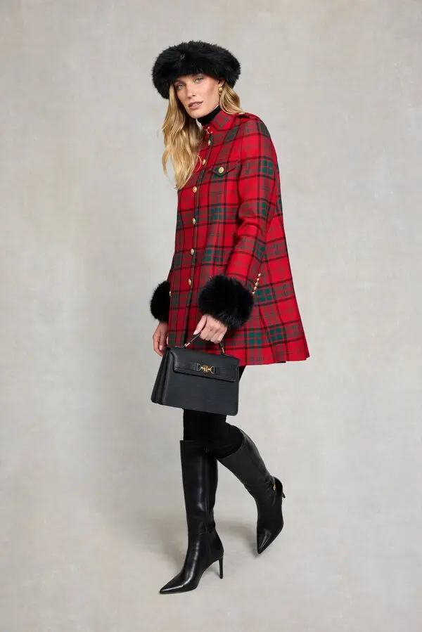 Holland Cooper Highbury Cape Coat Tartan 's