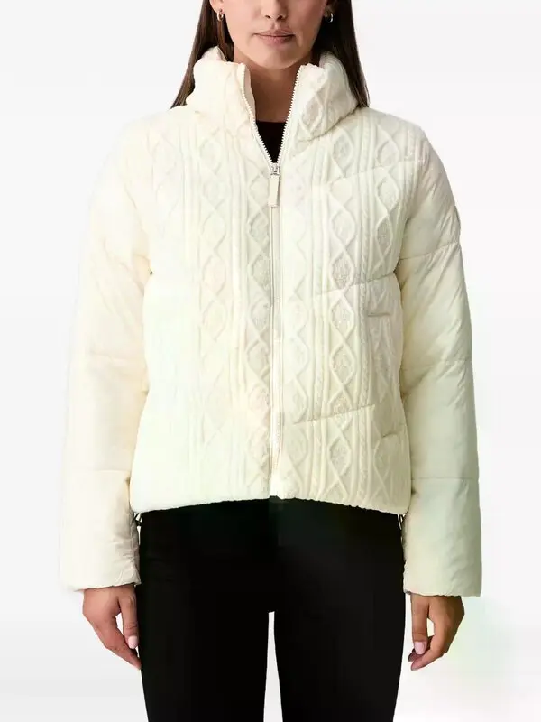 Dkny Cable-knit Panelled Puffer Jacket - Neutrals