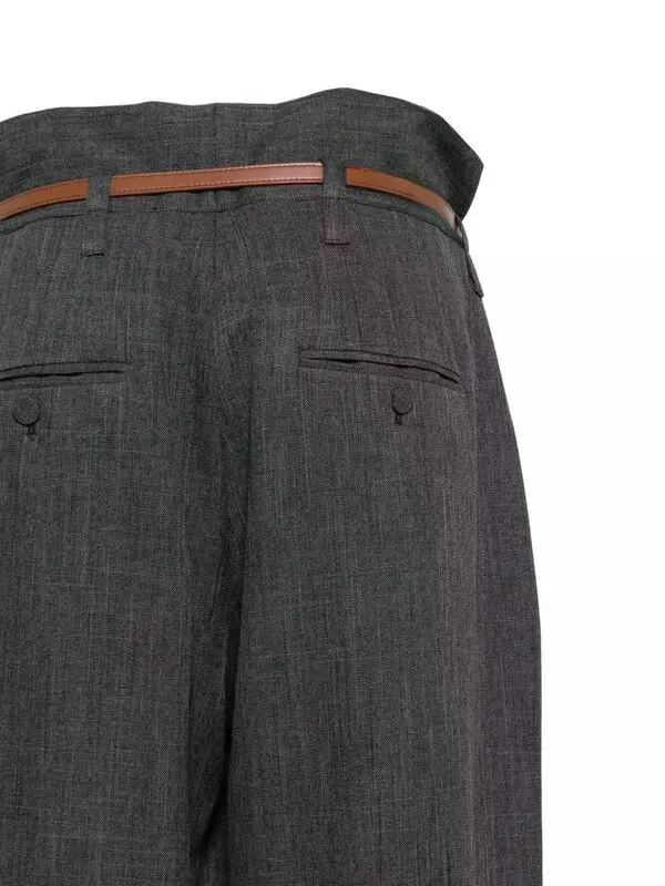 Plan C Belted Paperbag-waist Trousers