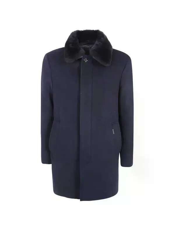 MOORER Fur-collar Wool Coat