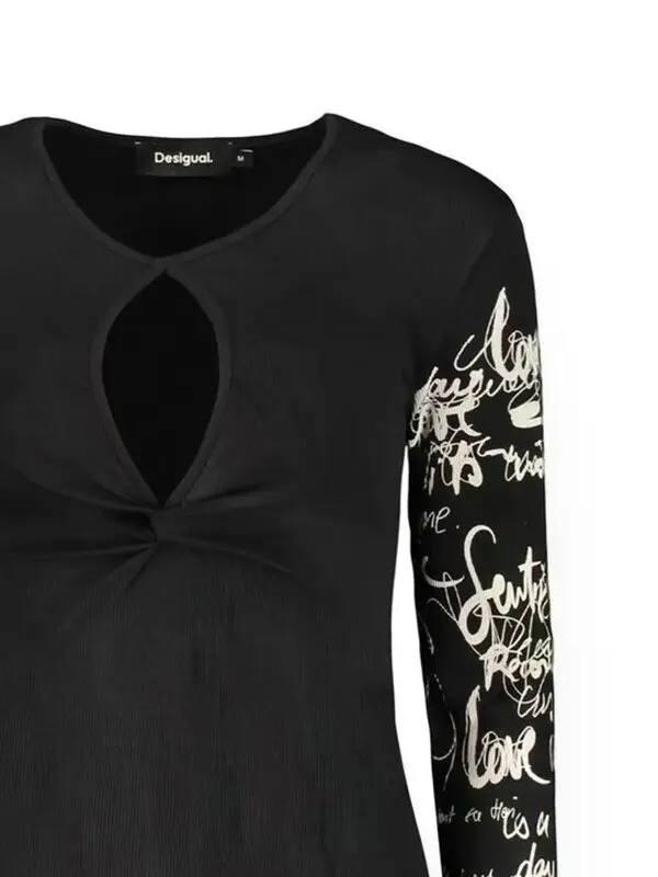 Desigual Scribble-print Cut-out T-shirt