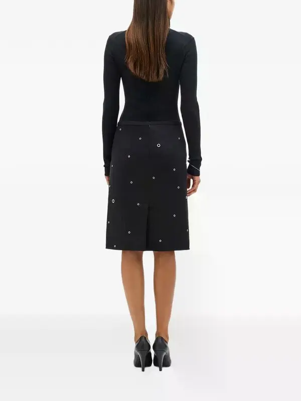 Another Tomorrow Eyelet-embellished Midi Pencil Skirt