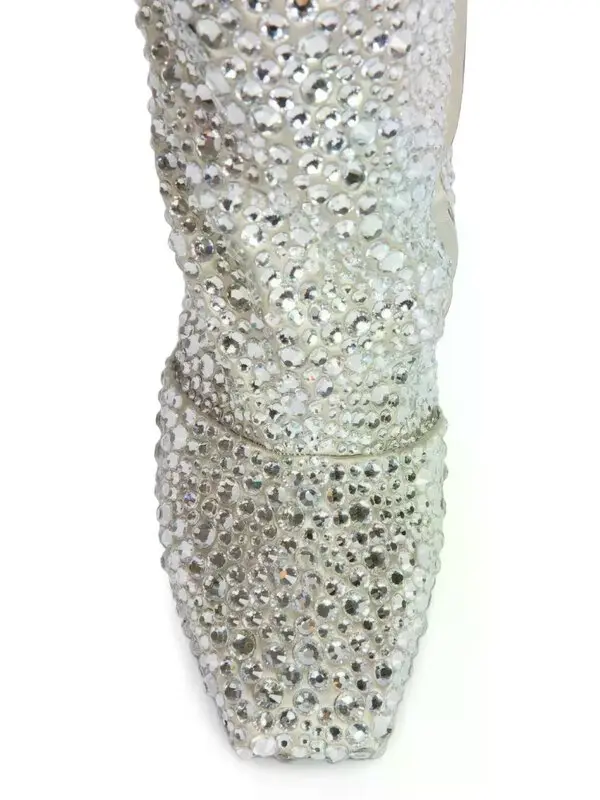 Balmain Wedge Thigh-high Satin Boots With Crystals