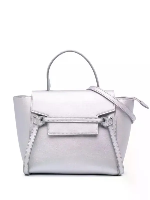 Celine 2018 Nano Laminated Calfskin Belt Bag Satchel - Silver