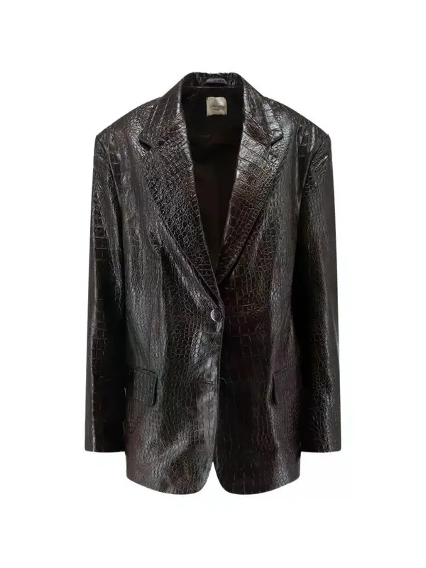 ALYSI Crocodile-effect Single-breasted Blazer - Brown