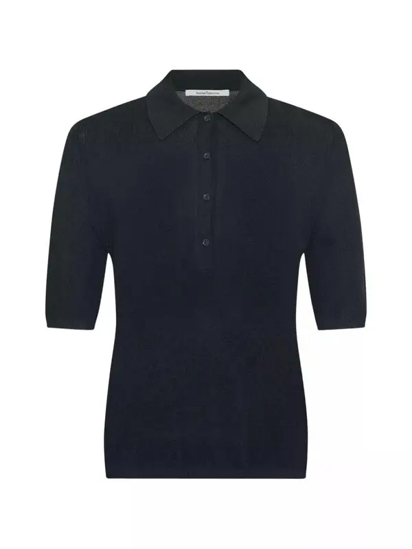 Another Tomorrow Pique Polo Top