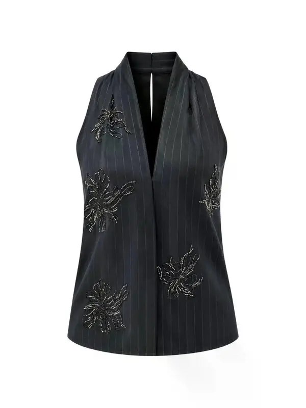Liu Jo Bead-embellished Pinstriped Top