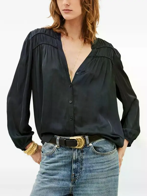 Ba&sh Cessia Gathered Blouse - Blue