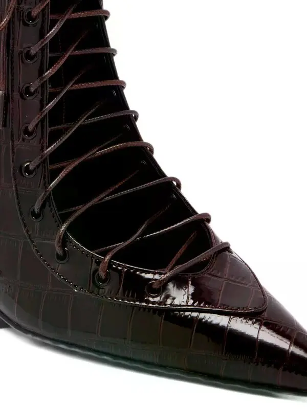 Femme La Salem Croc-effect Lace-up Boots